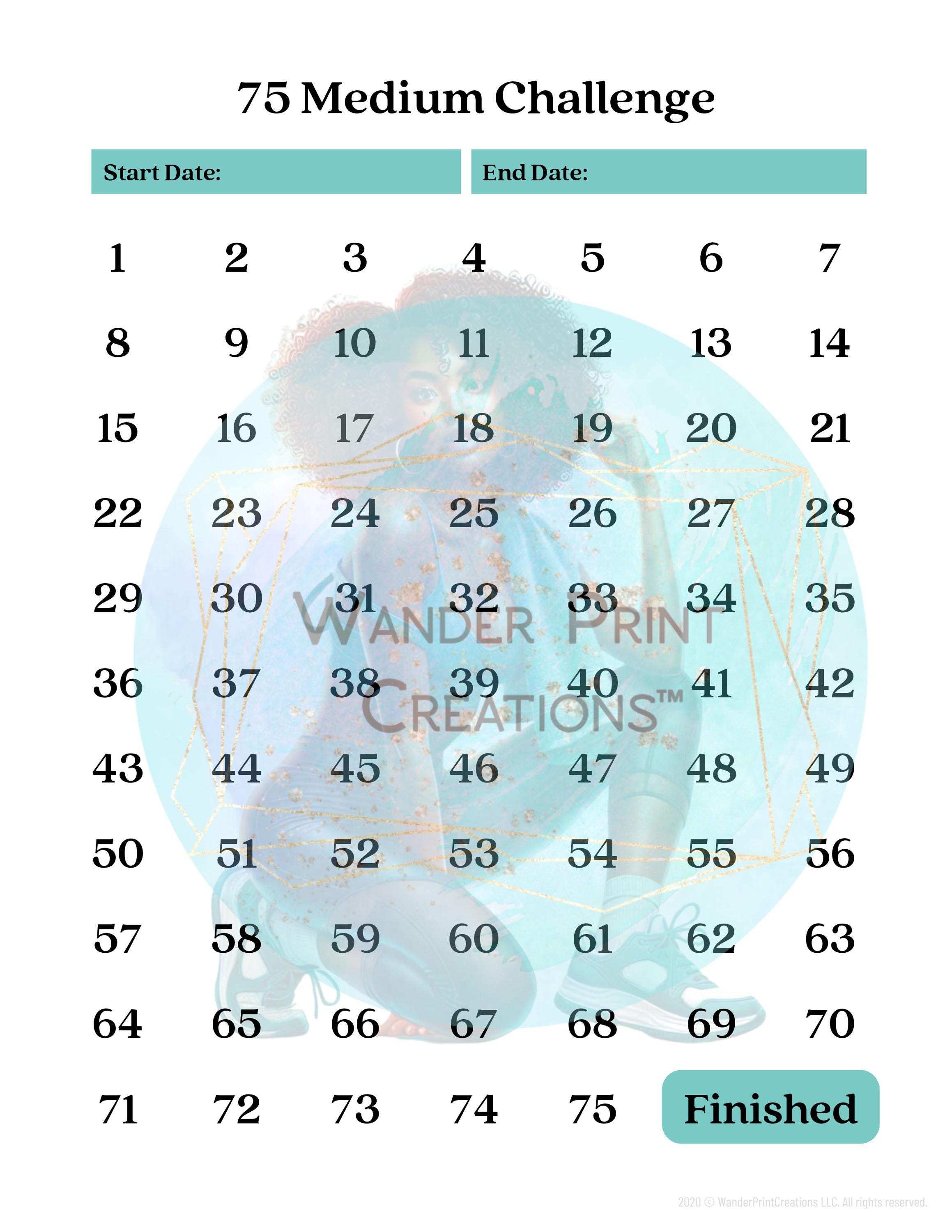 75 MEDIUM CHALLENGE BUNDLE | Printable - Etsy