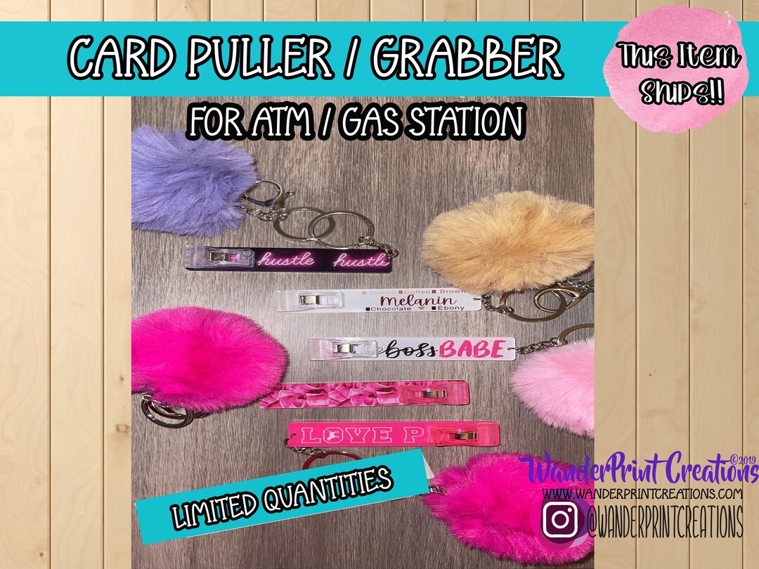 Atm CARD GRABBER | PULLER With Pom Keychain - Etsy