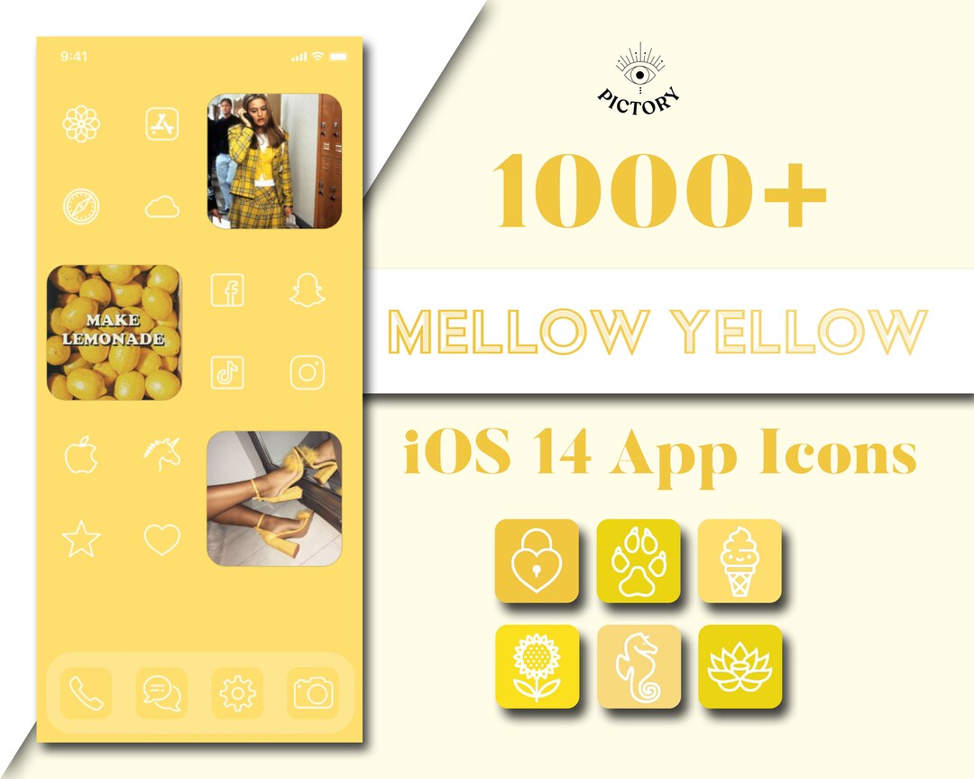 Yellow Aesthetic Ios Icon Pack, iPhone Widget (digital Download) - Etsy