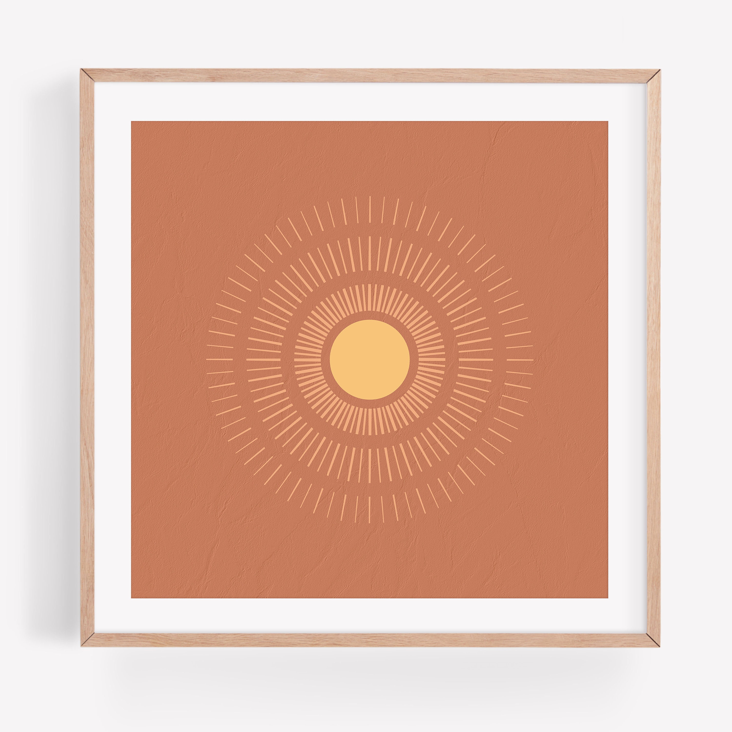 Boho Sun Print, Sunburst Art Print, Abstract Sun Print, Mid Century Sun ...