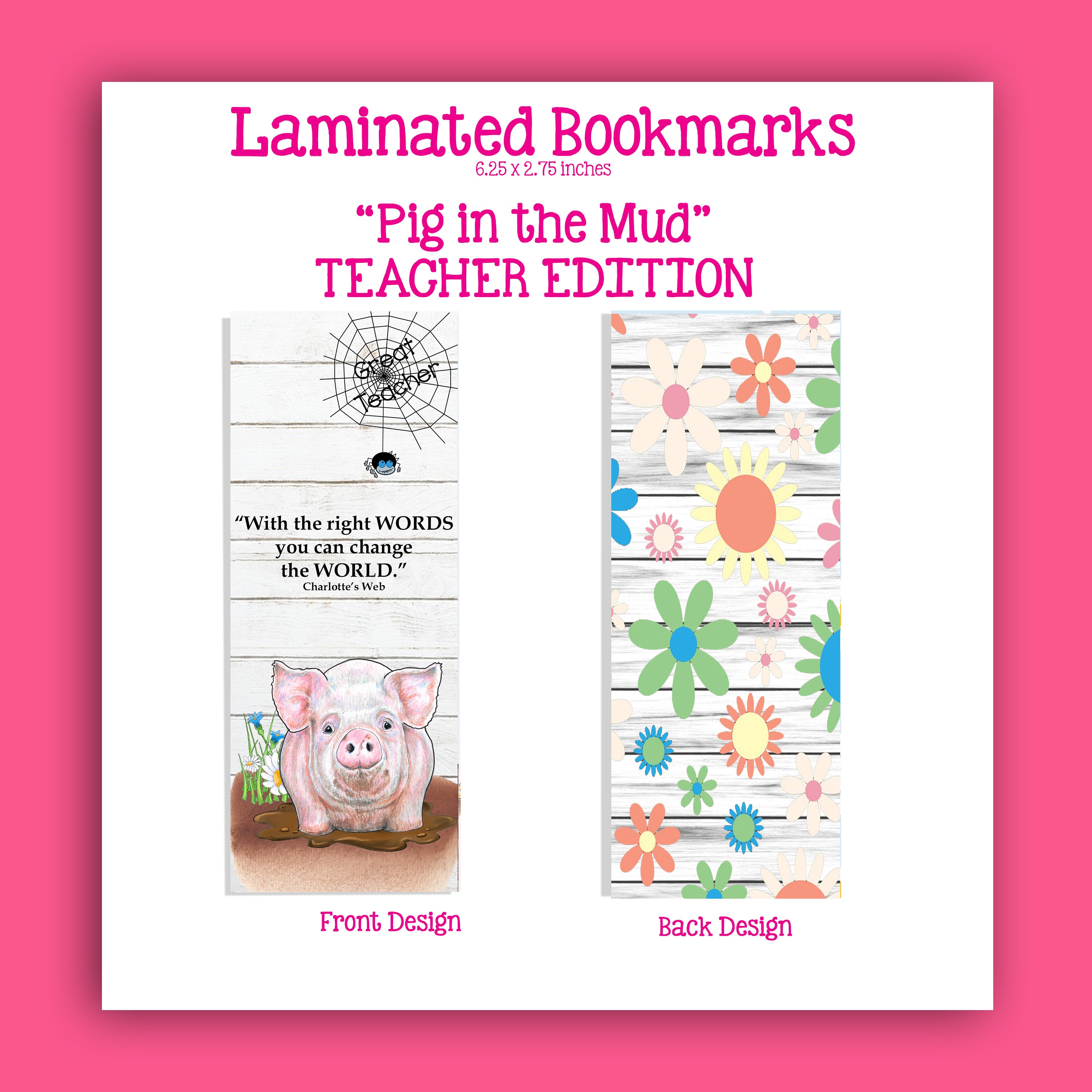 Wilbur the Pig Printable Bookmark Children's Classic - Etsy UK