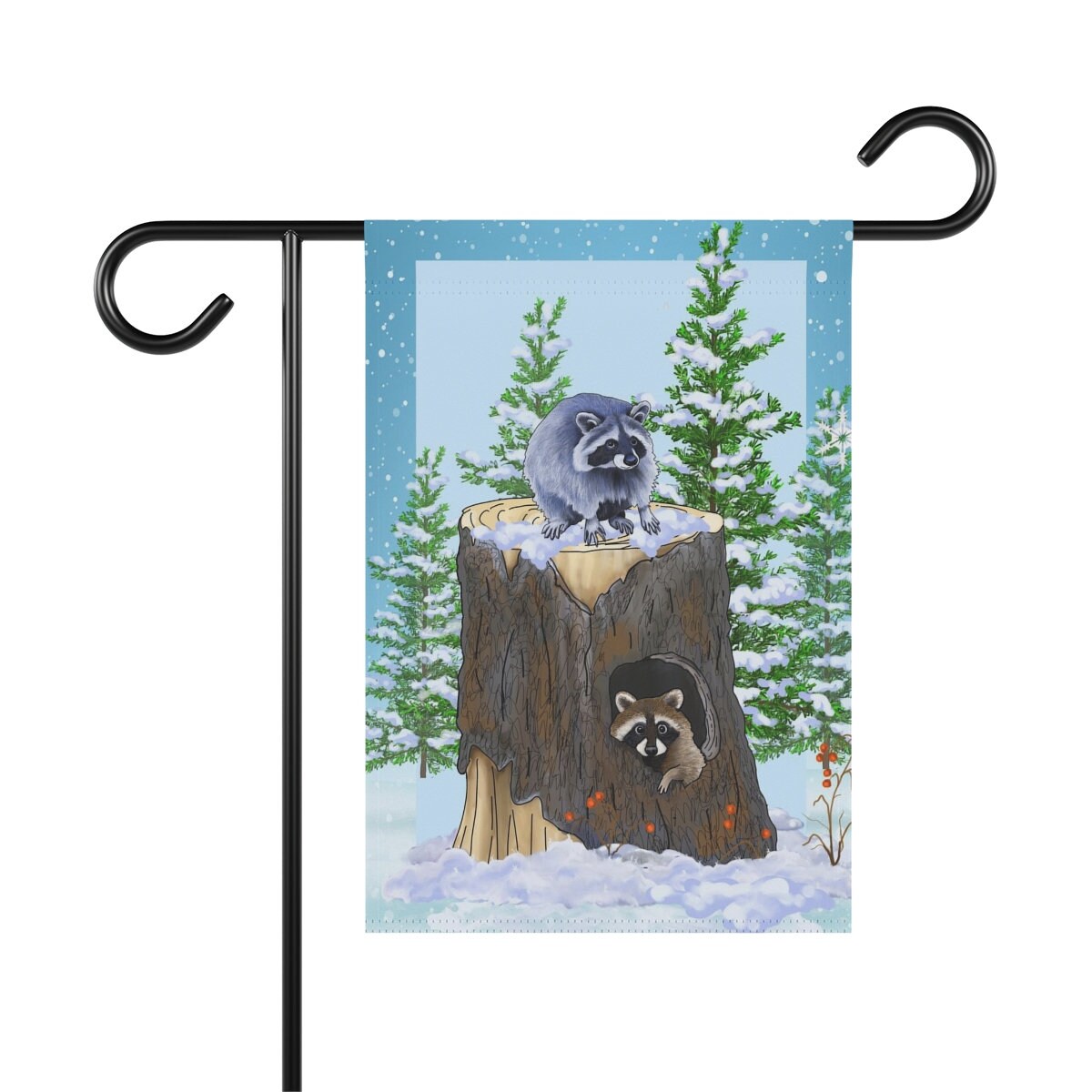 Woodland Forest Raccoon Yard Flag Raccoon Christmas Yard Banner Holiday ...