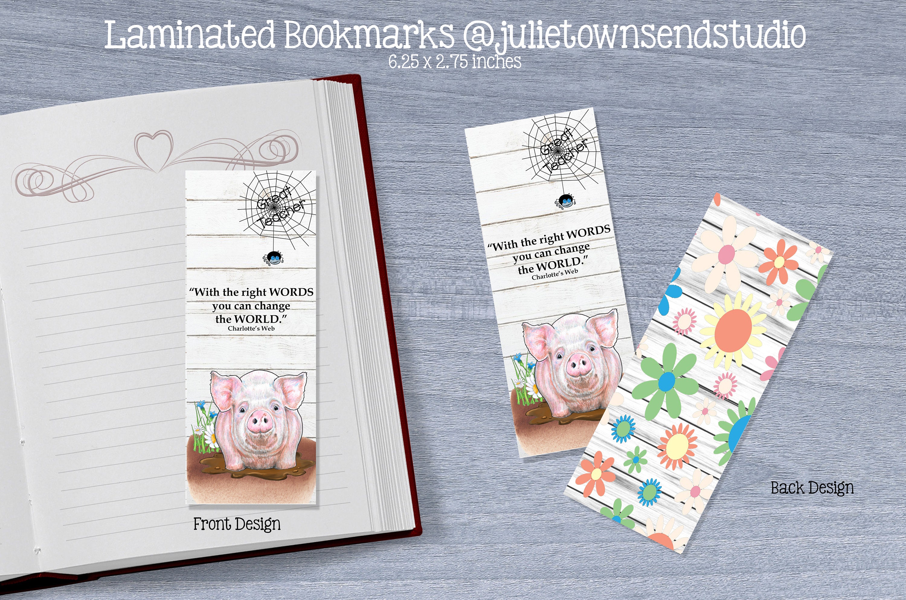 Wilbur the Pig Printable Bookmark Children's Classic - Etsy UK