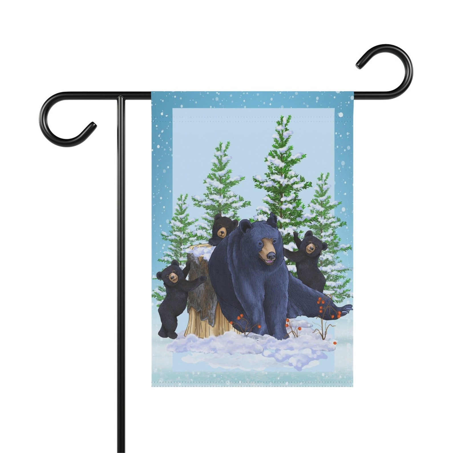 Black Bear Winter Flag or House Banner - Time for a Nap - Mamma Bear ...