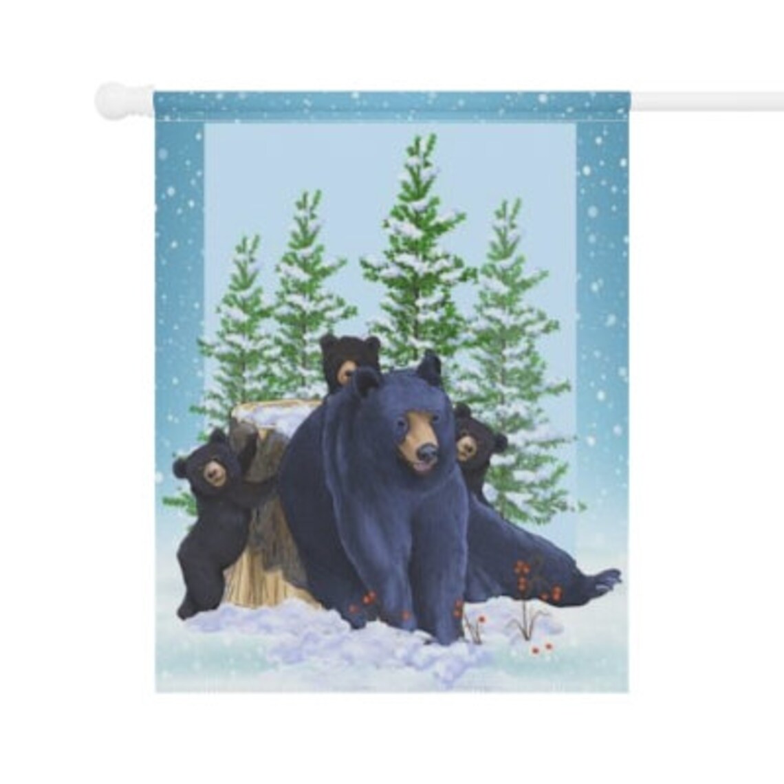 Black Bear Winter Flag or House Banner Time for a Nap Mamma Bear and ...