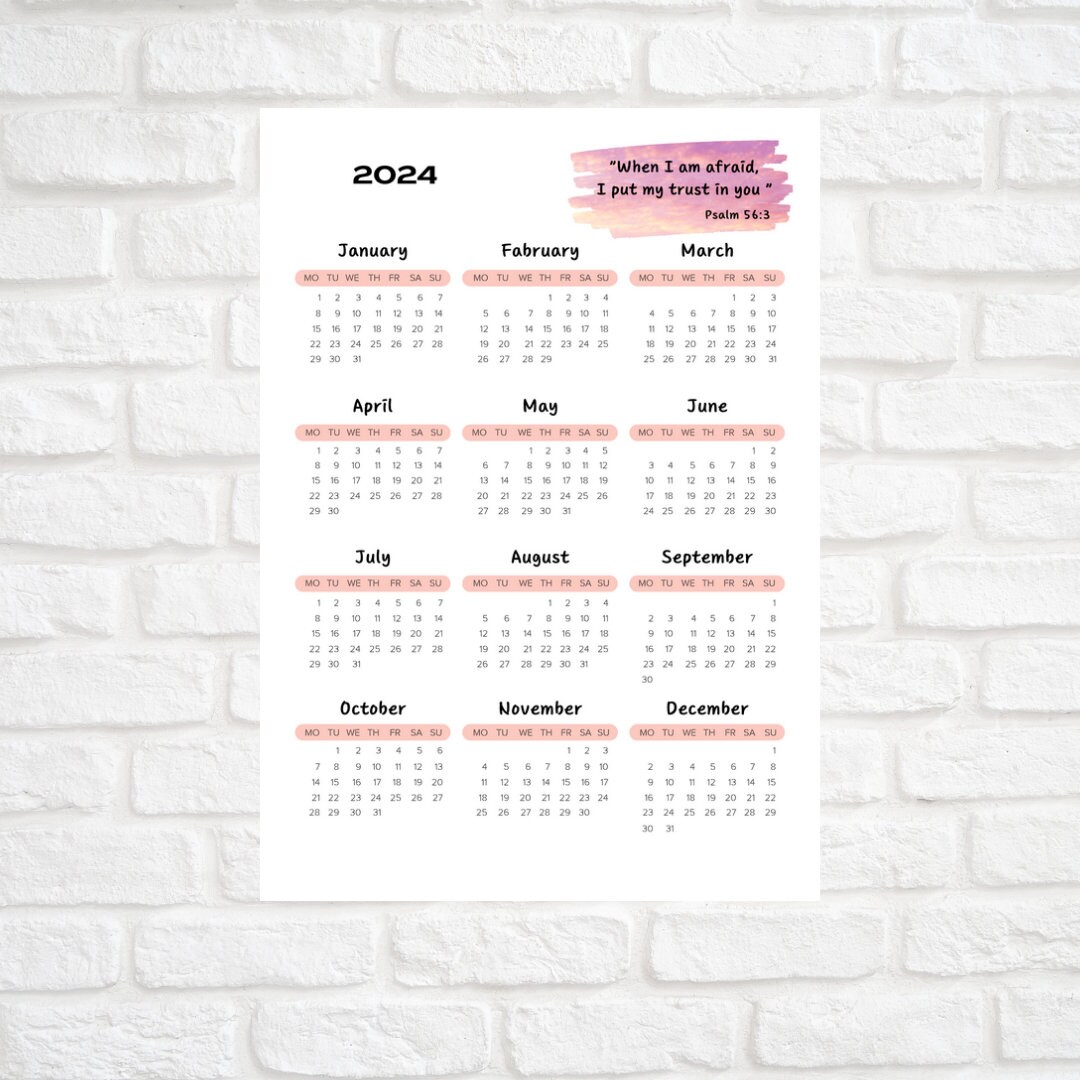 JW Calendar 2024 With Year Text. JW Stationary. - Etsy