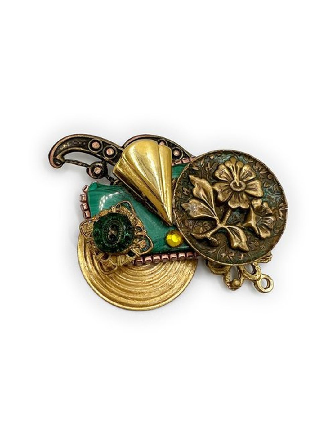 Wearable Art Beautiful Handmade Brooch W/ Vintage Collected Pieces From ...