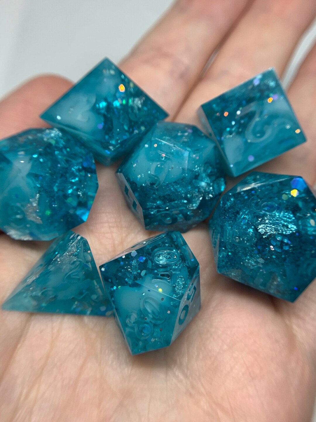 Rumbling Tidepools - Handmade Dice Set - Custom Inking - Etsy