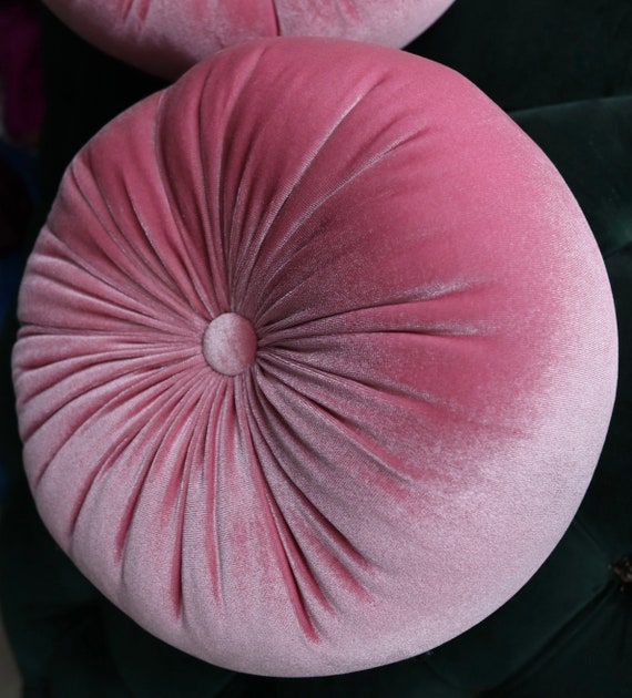Round Velvet Cushion Pink 12 | Etsy