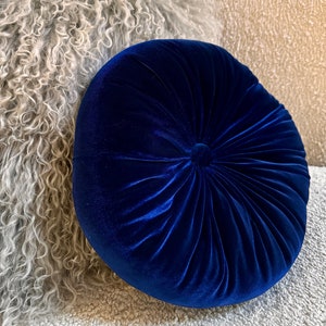 Midnight Blue Velvet Round Soft Decorative Circle Cushion Boho Pillow ...