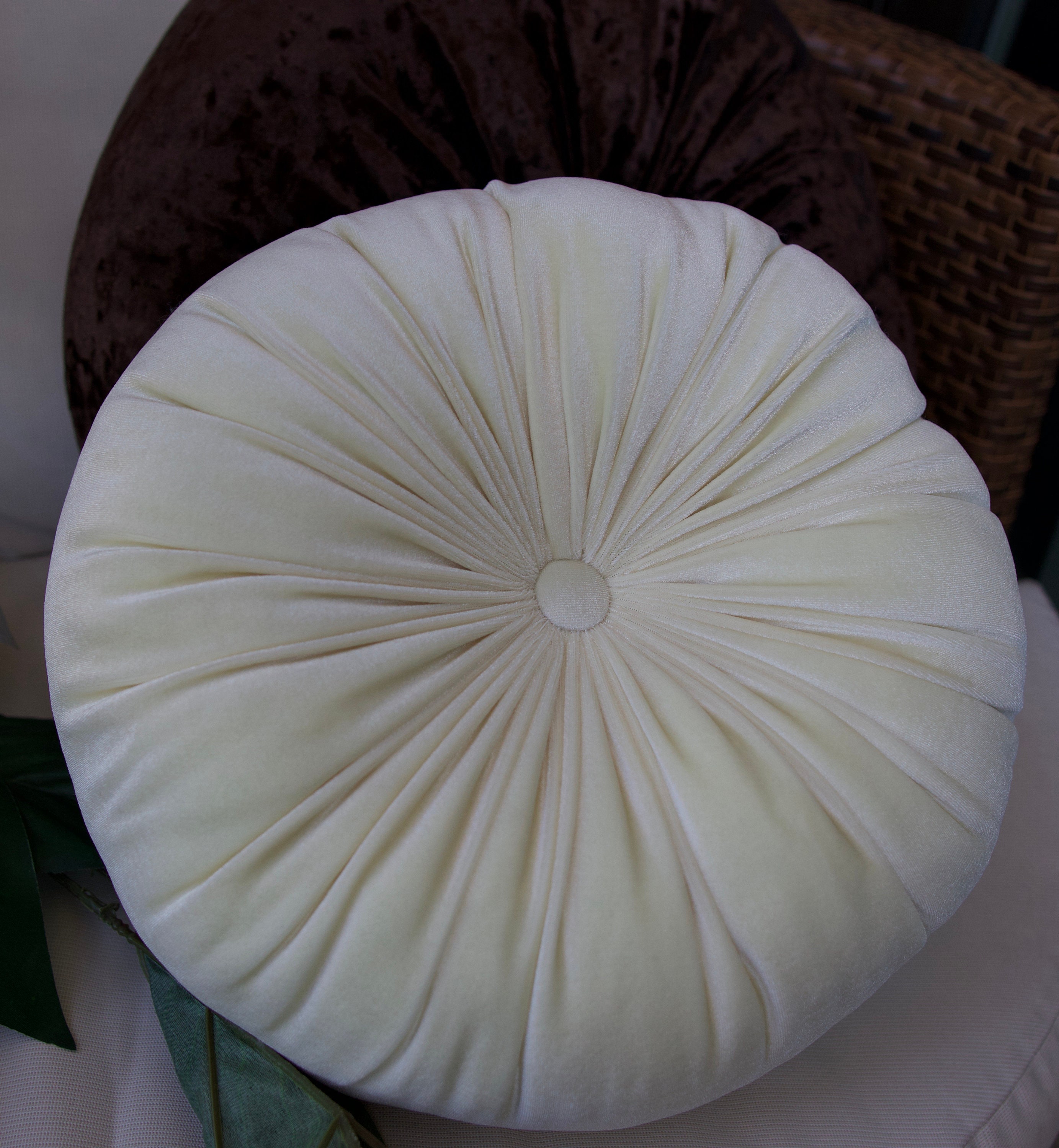 Round Velvet Cushion Cream 12 - Etsy