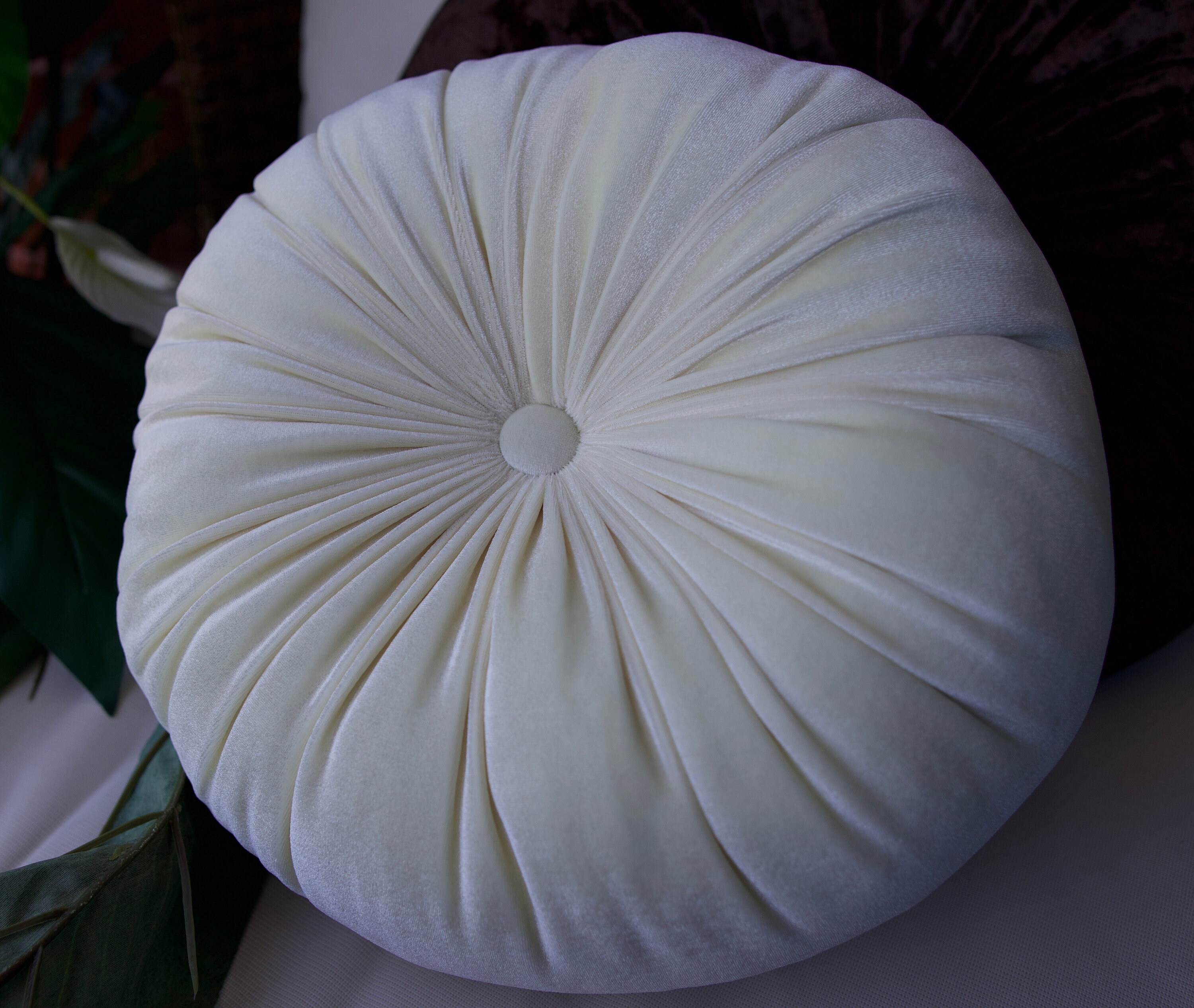 Round Velvet Cushion Cream 12 - Etsy