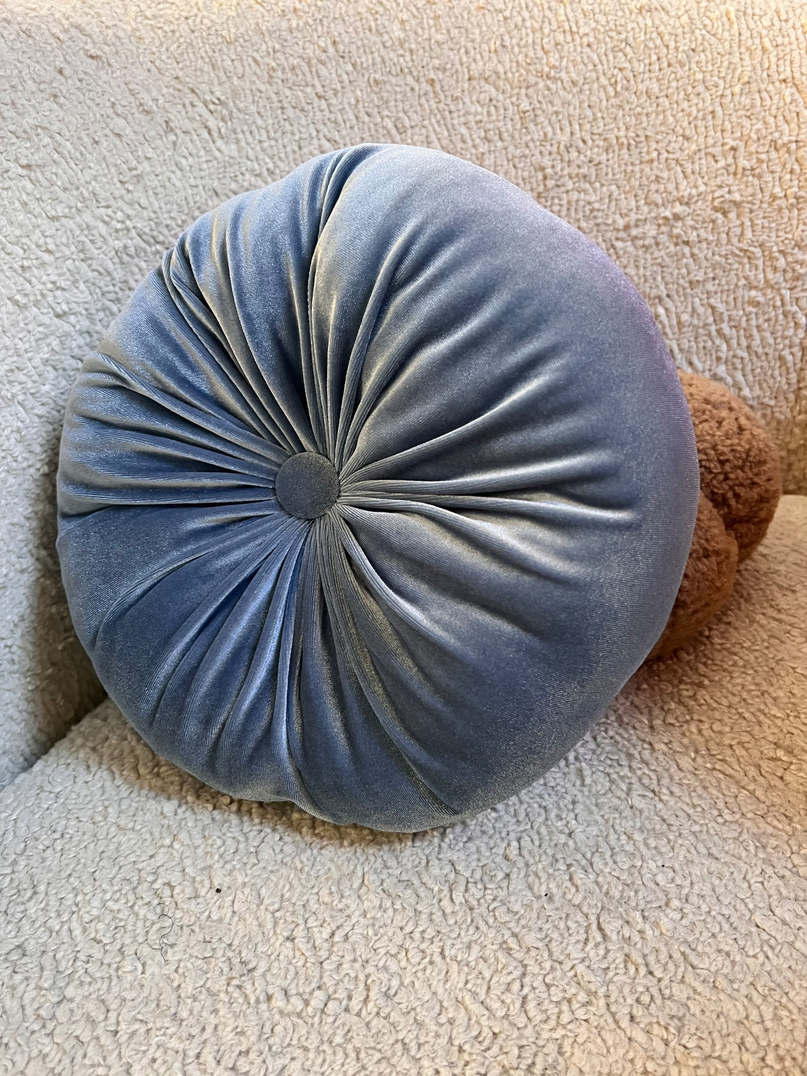 Blue Velvet Round Soft Pillow Decorative Cushion Boho (12"diameter) - Etsy
