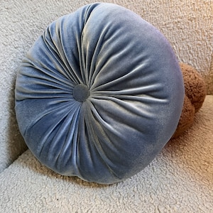 Blue Velvet Round Soft Pillow Decorative Cushion Boho (12"diameter) - Etsy