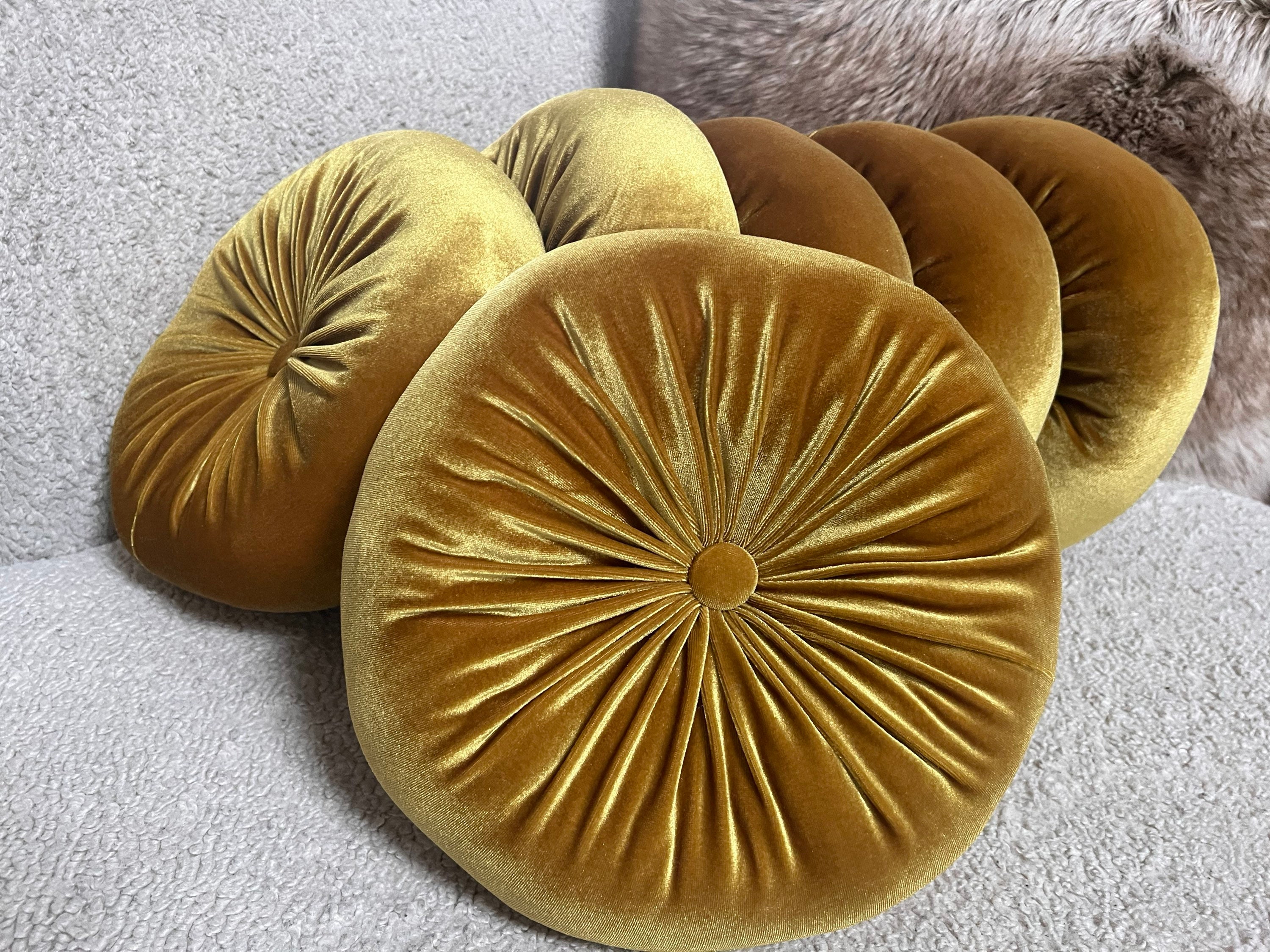 Velvet Round Golden Oak Cushion Velvet Solid Round Pillow - Etsy