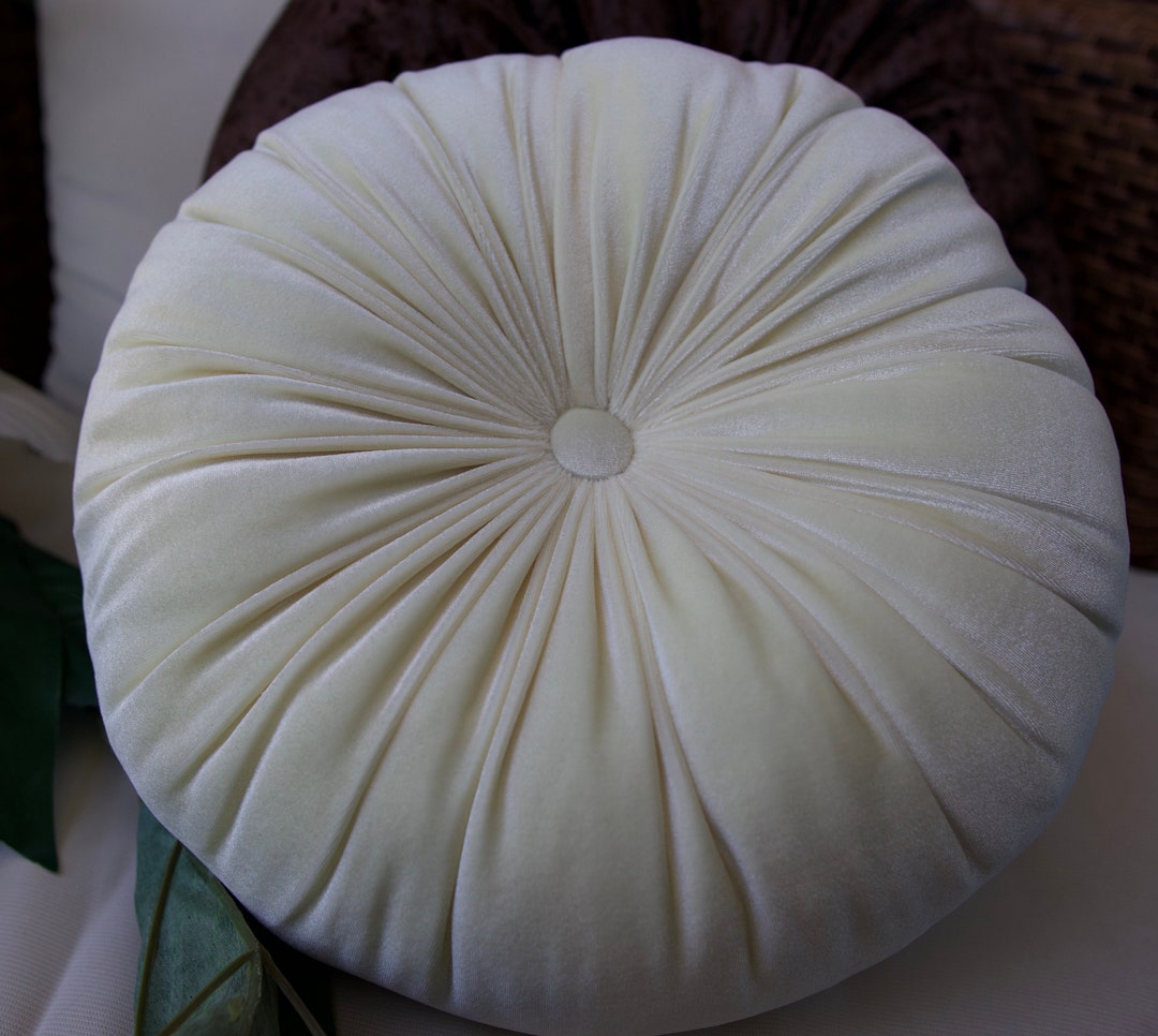 Round Velvet Cushion Cream 12 - Etsy