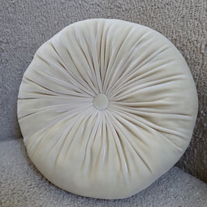 Round Velvet Cushion Cream 12" - Etsy