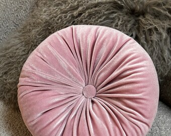 Hot Pink Round Pillow Case, Circle Throw Pillow Cover, Velvet Round ...