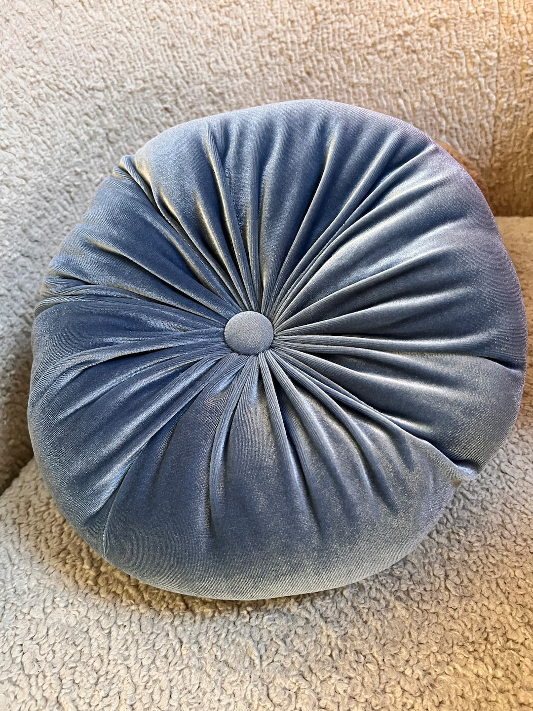 Blue Velvet Round Soft Pillow Decorative Cushion Boho (12"diameter) - Etsy
