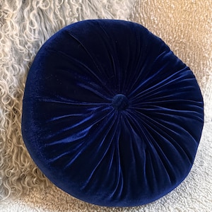Midnight Blue Velvet Round Soft Decorative Circle Cushion Boho Pillow ...