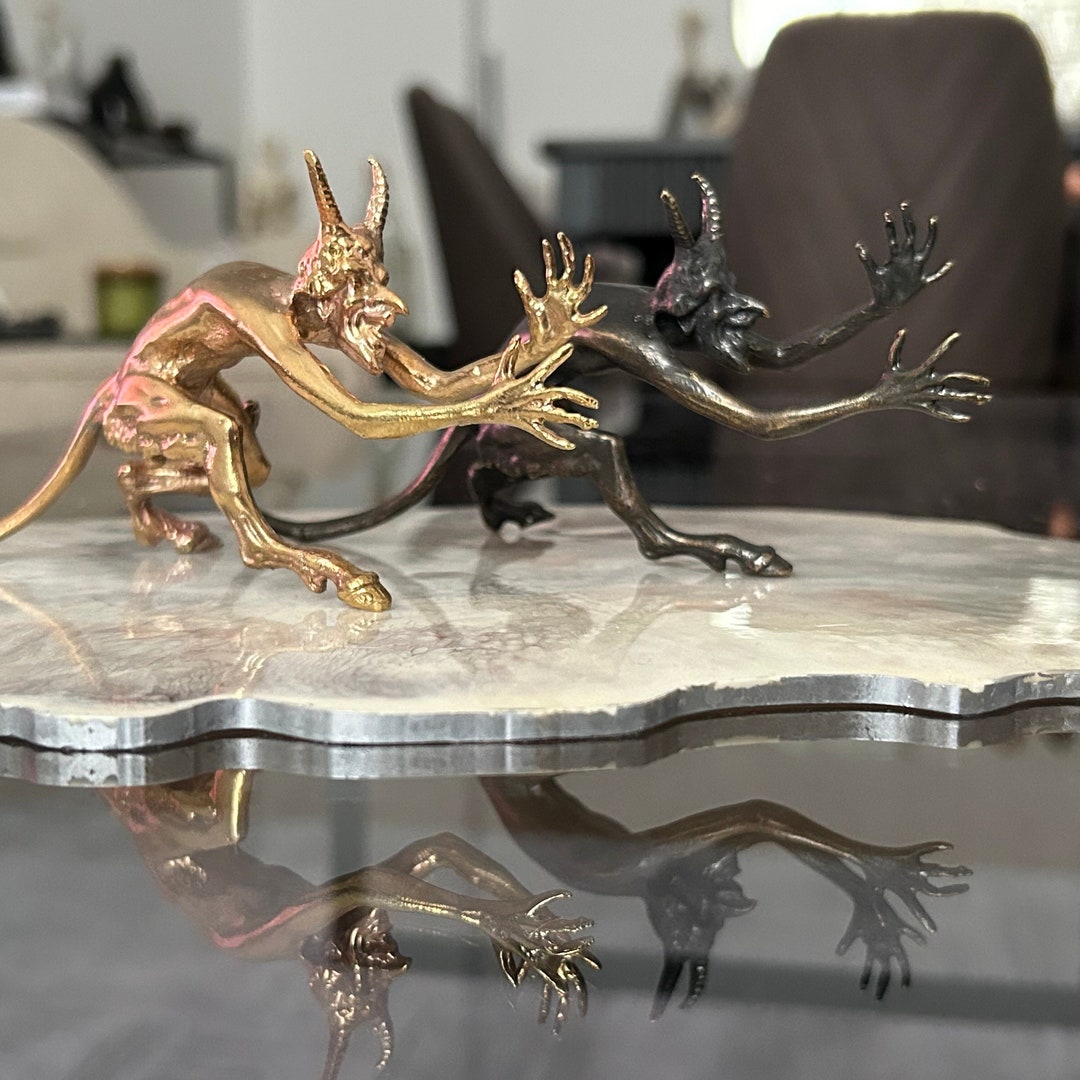 Mythological Greek Satyr Horny Devil Bronze Figurine, Demon Sculpture ...