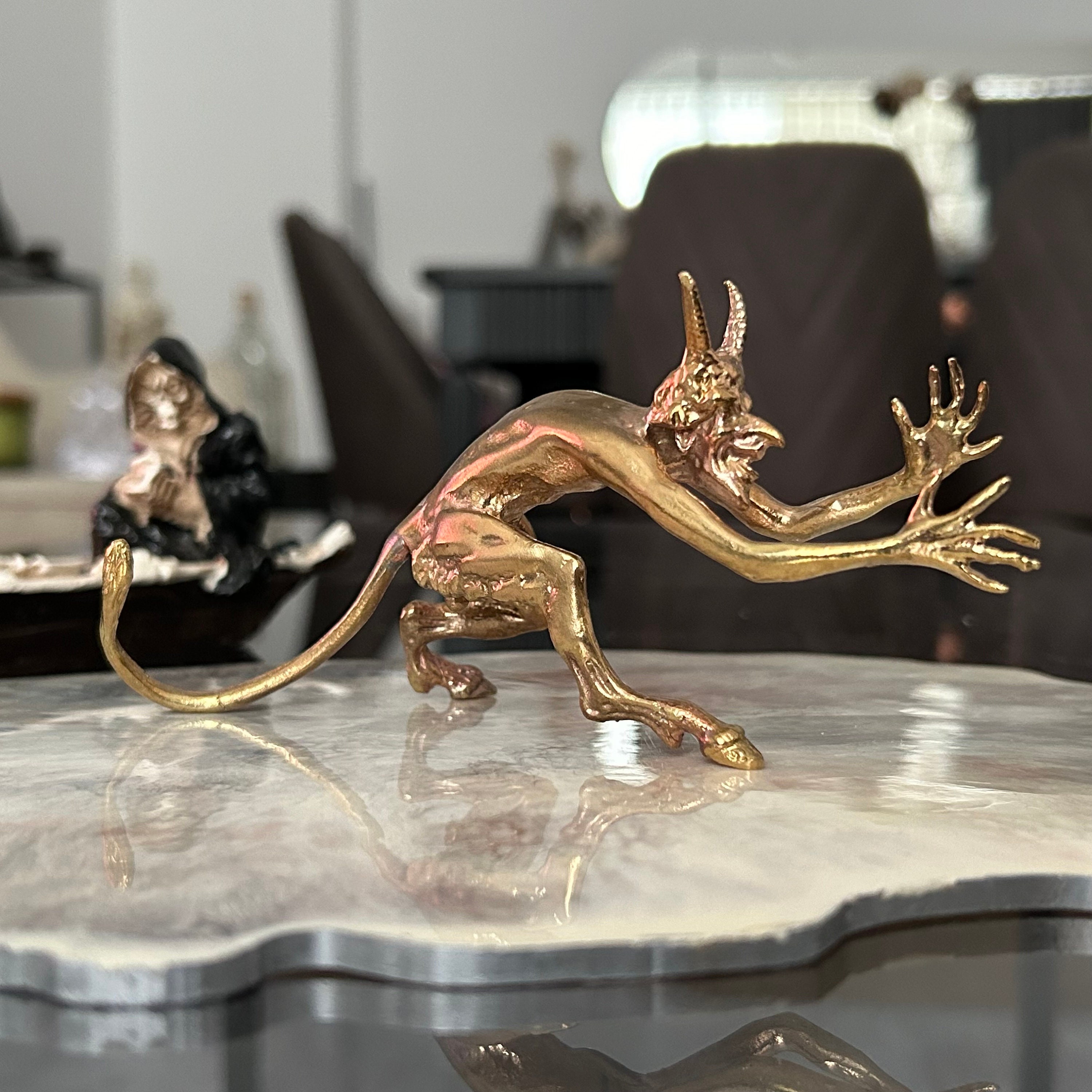 Mythological Greek Satyr Horny Devil Bronze Figurine, Demon Sculpture ...