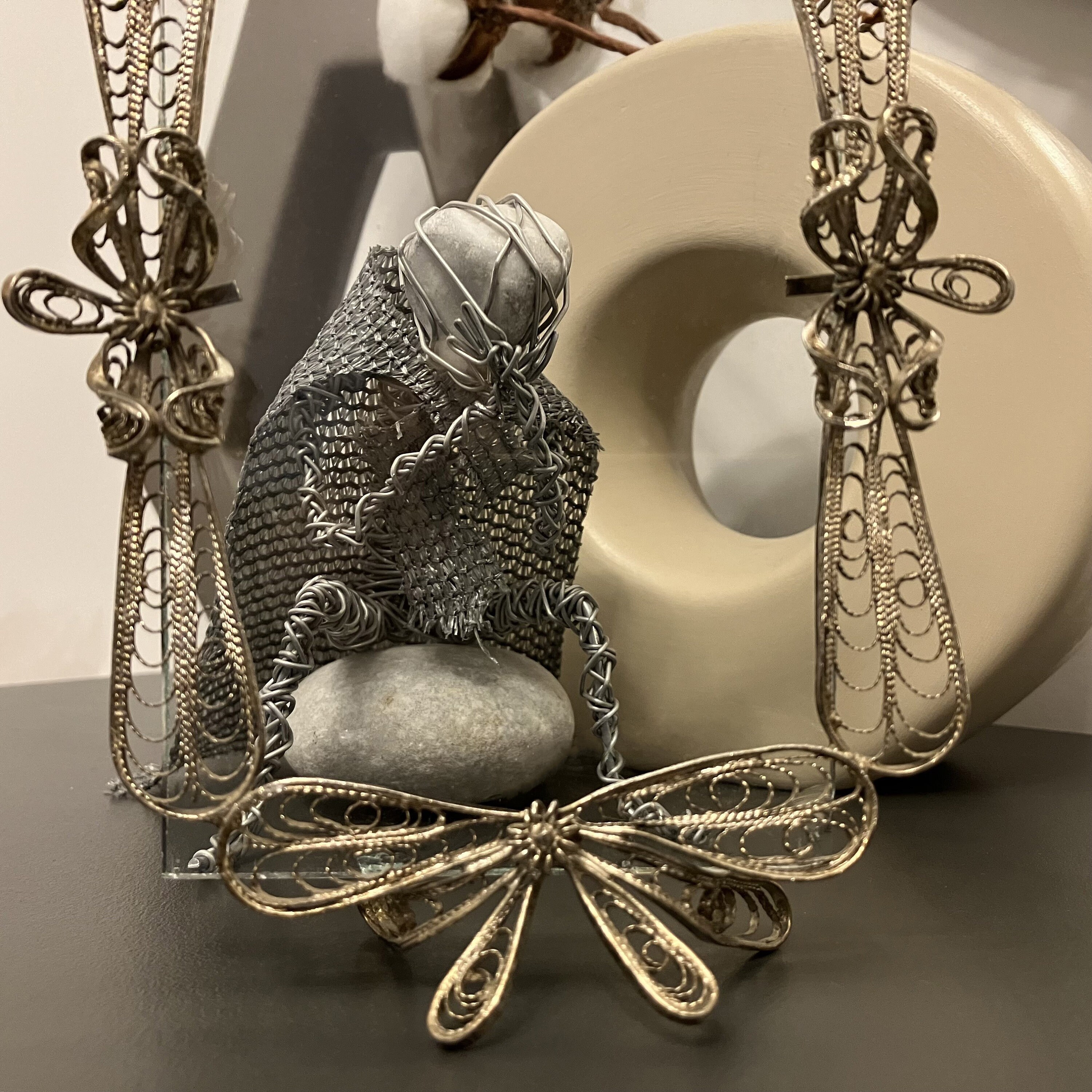 Sad Man Wire Sculpture, Thinking Man Figure, Thinker Metal Wire Art ...