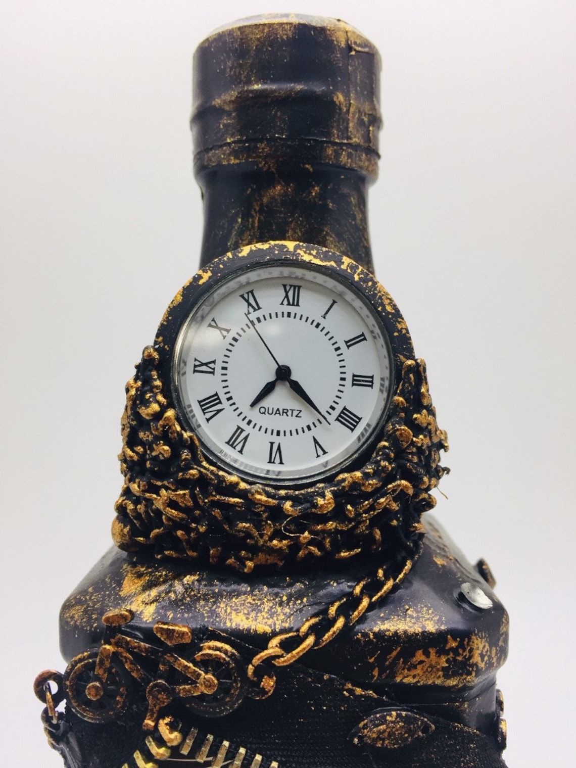 Art Bottle Clock Tower Hand Decorated Glass Bottle Man Cave | Etsy