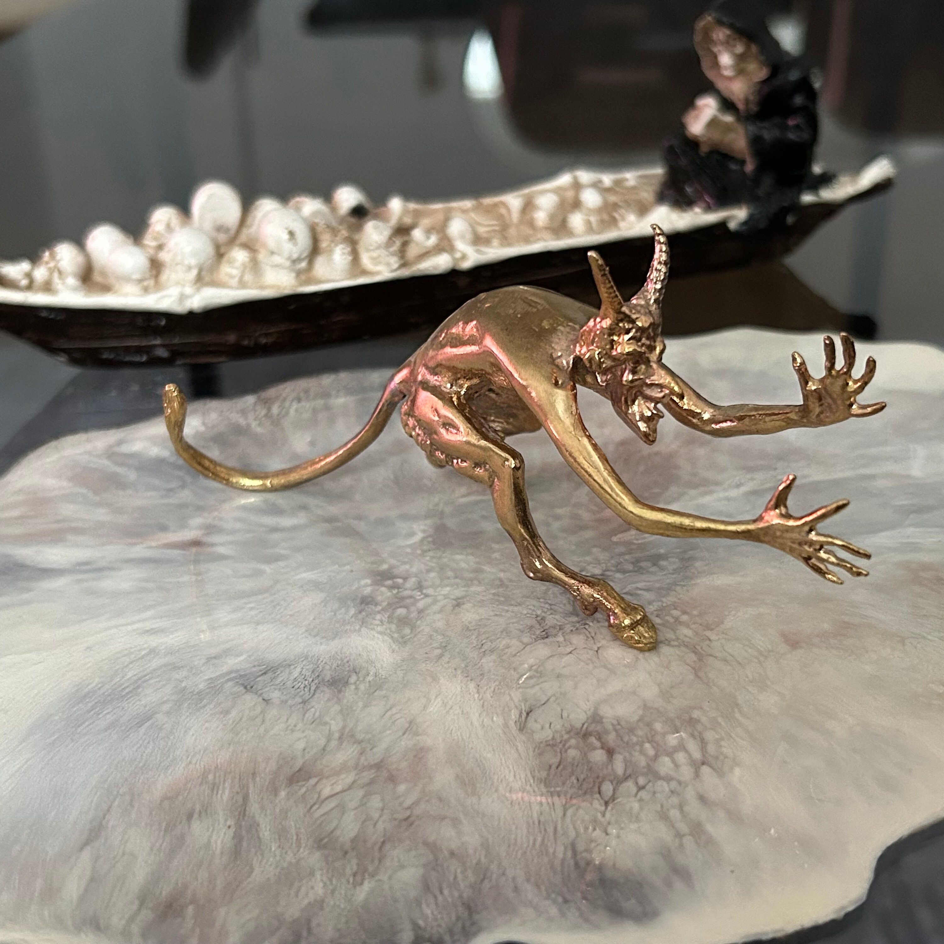 Mythological Greek Satyr Horny Devil Bronze Figurine, Demon Sculpture ...