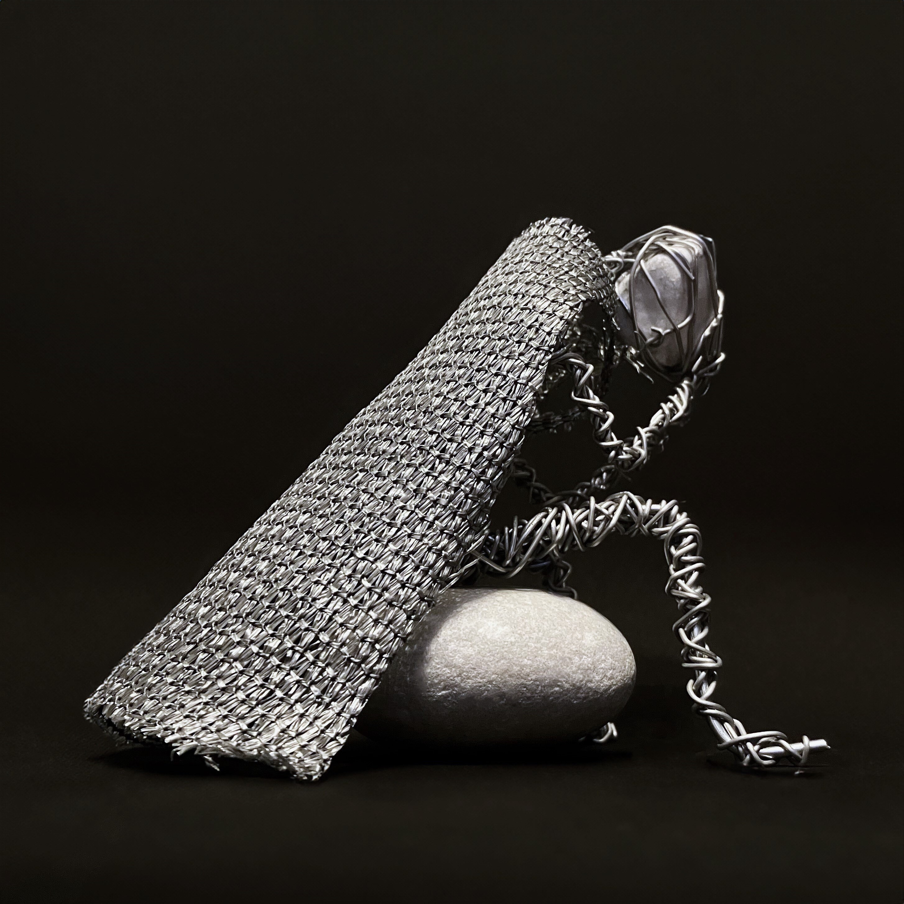 Sad Man Wire Sculpture, Thinking Man Figure, Thinker Metal Wire Art ...