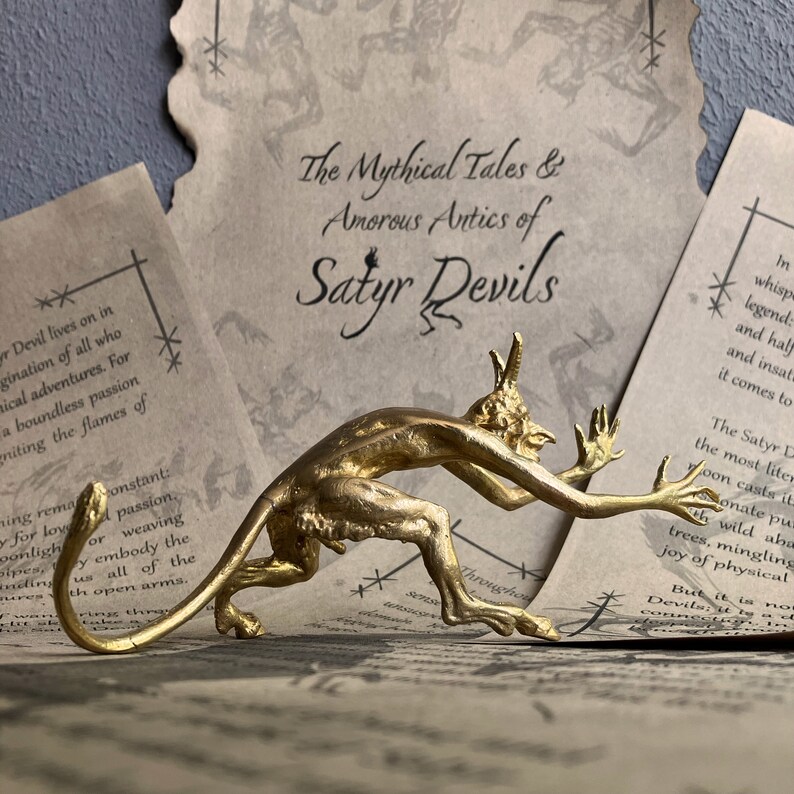 Mythological Greek Satyr Horny Devil Bronze Figurine, Demon Faun Figure ...