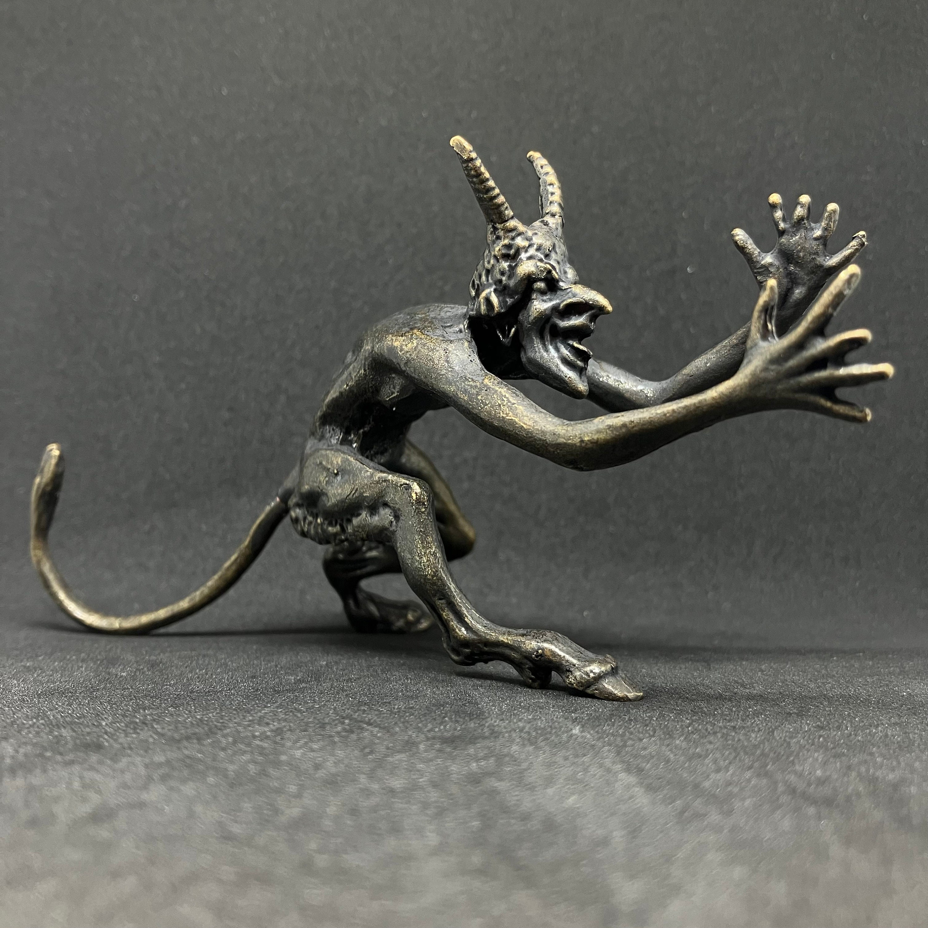 Mythological Greek Satyr Horny Devil Bronze Figurine, Demon Faun Figure ...