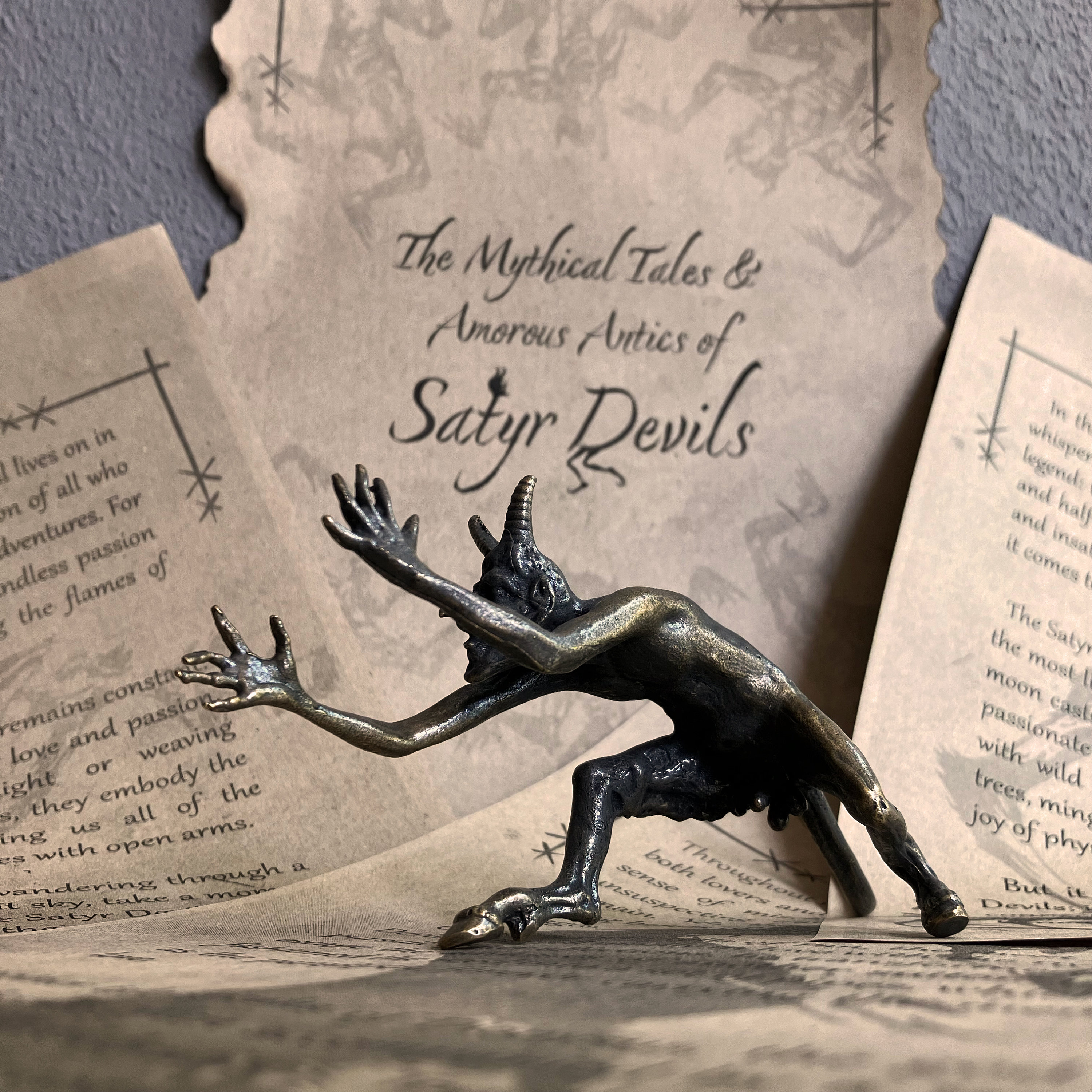 Mythological Greek Satyr Horny Devil Bronze Figurine, Demon Faun Figure ...