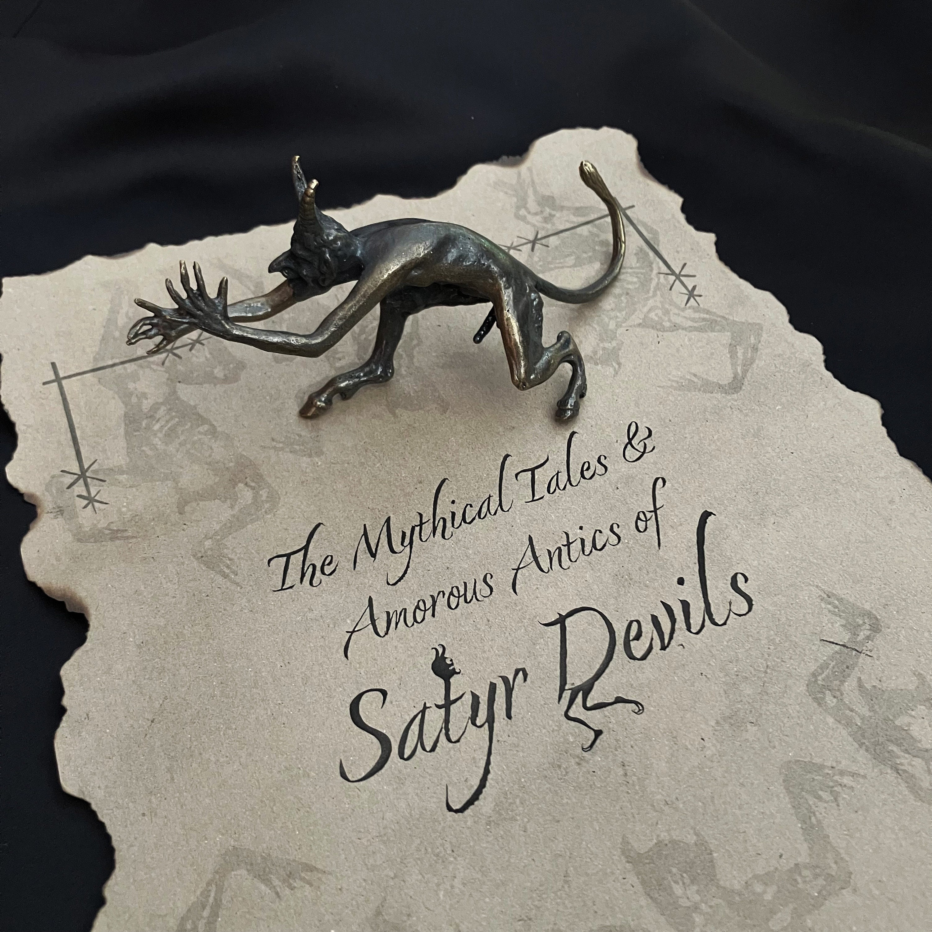 Mythological Greek Satyr Horny Devil Bronze Figurine, Demon Faun Figure ...