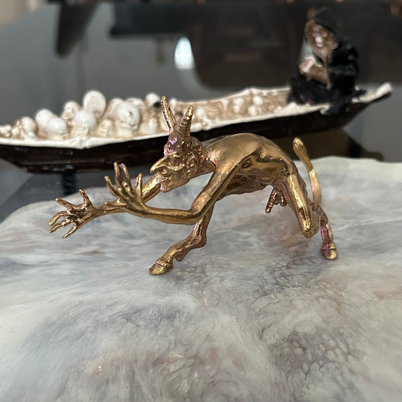 Mythological Greek Satyr Horny Devil Bronze Figurine, Demon Sculpture ...