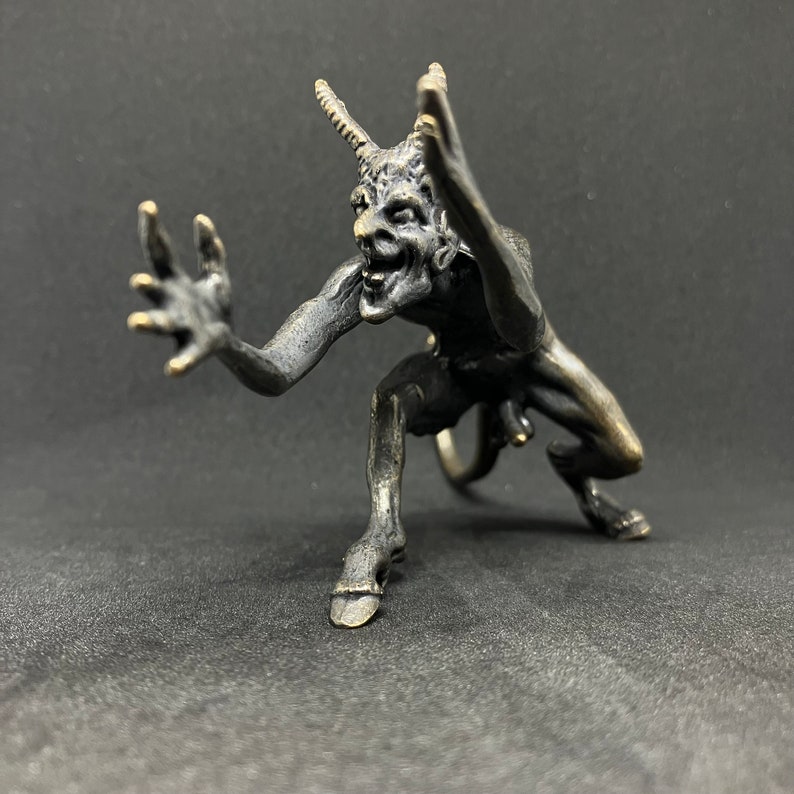 Mythological Greek Satyr Horny Devil Bronze Figurine, Demon Faun Figure ...
