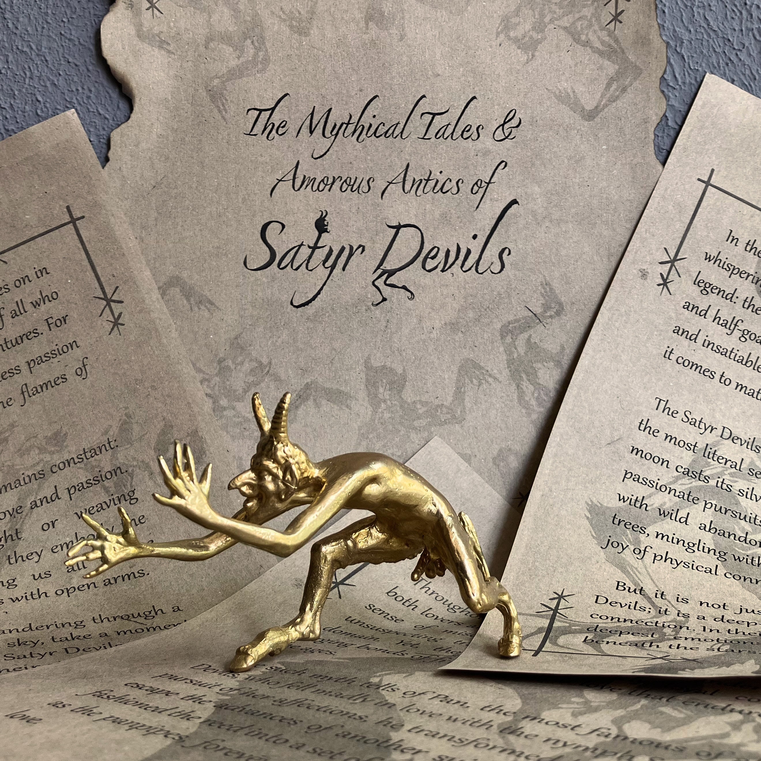 Mythological Greek Satyr Horny Devil Bronze Figurine, Demon Faun Figure ...