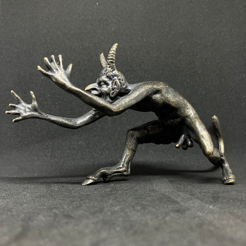 Mythological Greek Satyr Horny Devil Bronze Figurine, Demon Faun Figure ...