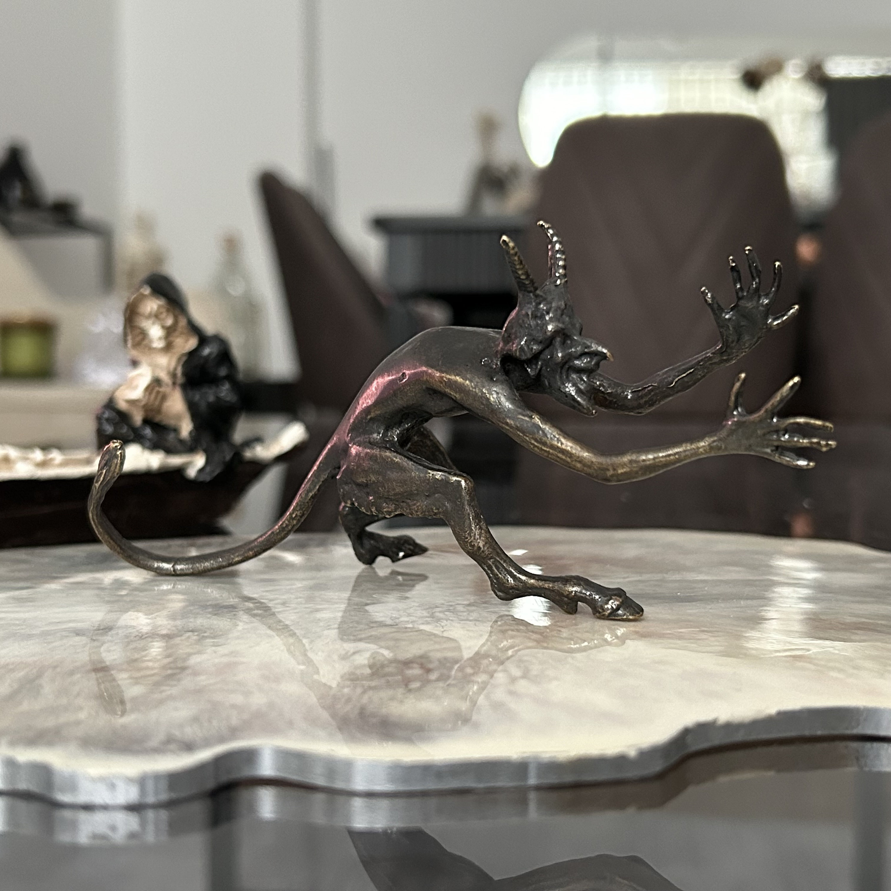 Mythological Greek Satyr Horny Devil Bronze Figurine, Demon Sculpture ...