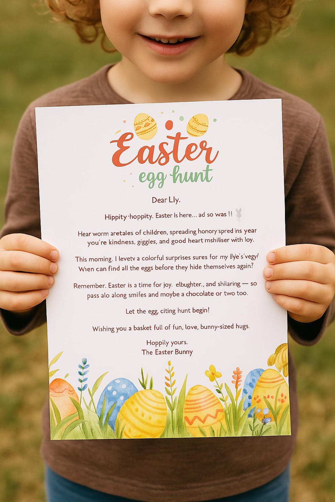 Editable Easter Bunny Letter Template for Kids – Instant Download ...