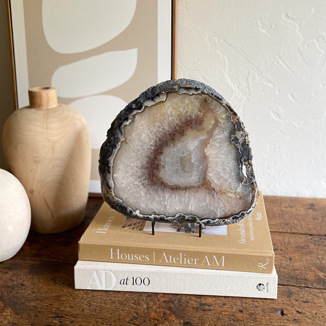 Large Thick Agate Slab on Stand Agate Platter Agate Slice - Etsy