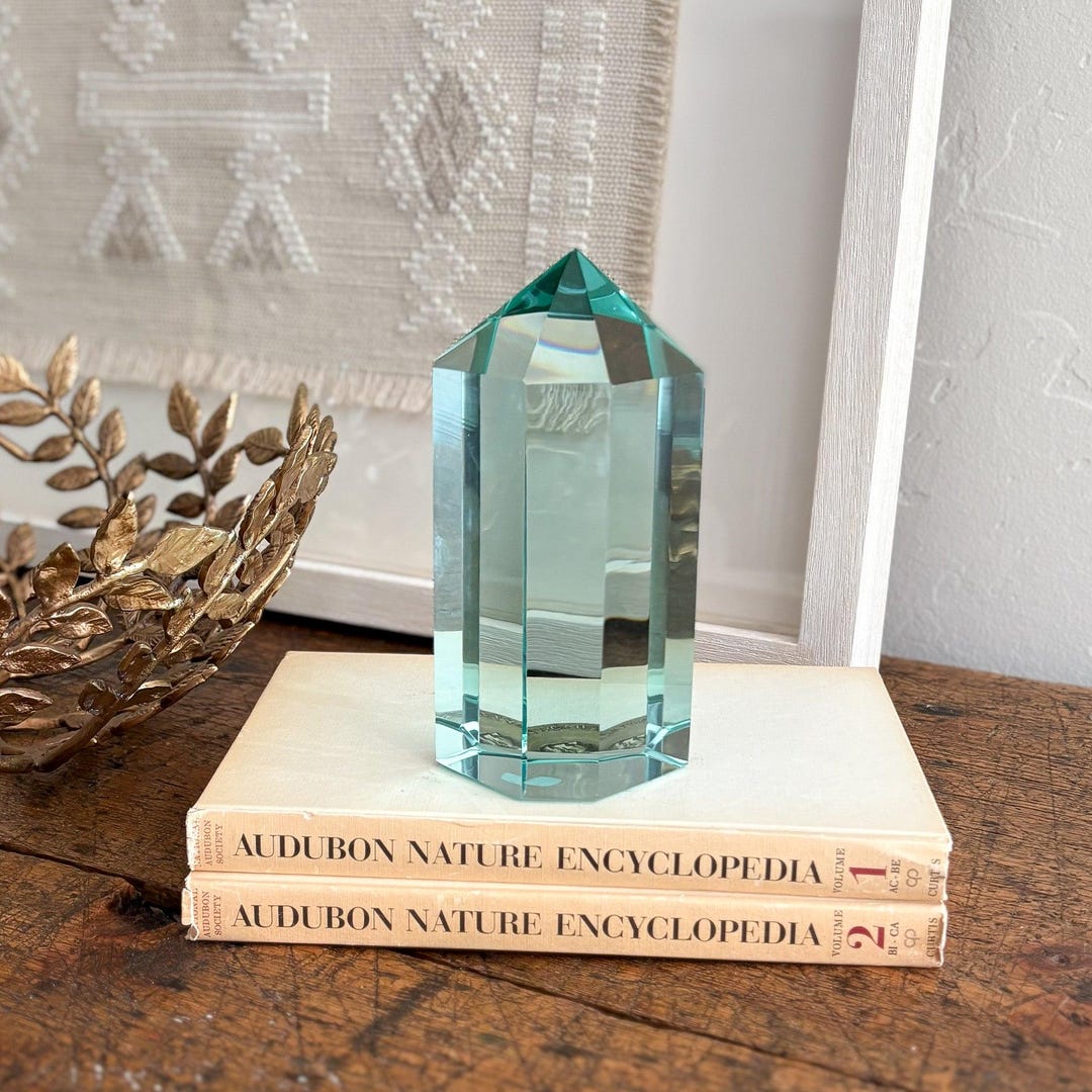 Green Glass Prism, Modern Glass Decor, Glass Decorative Object - Etsy