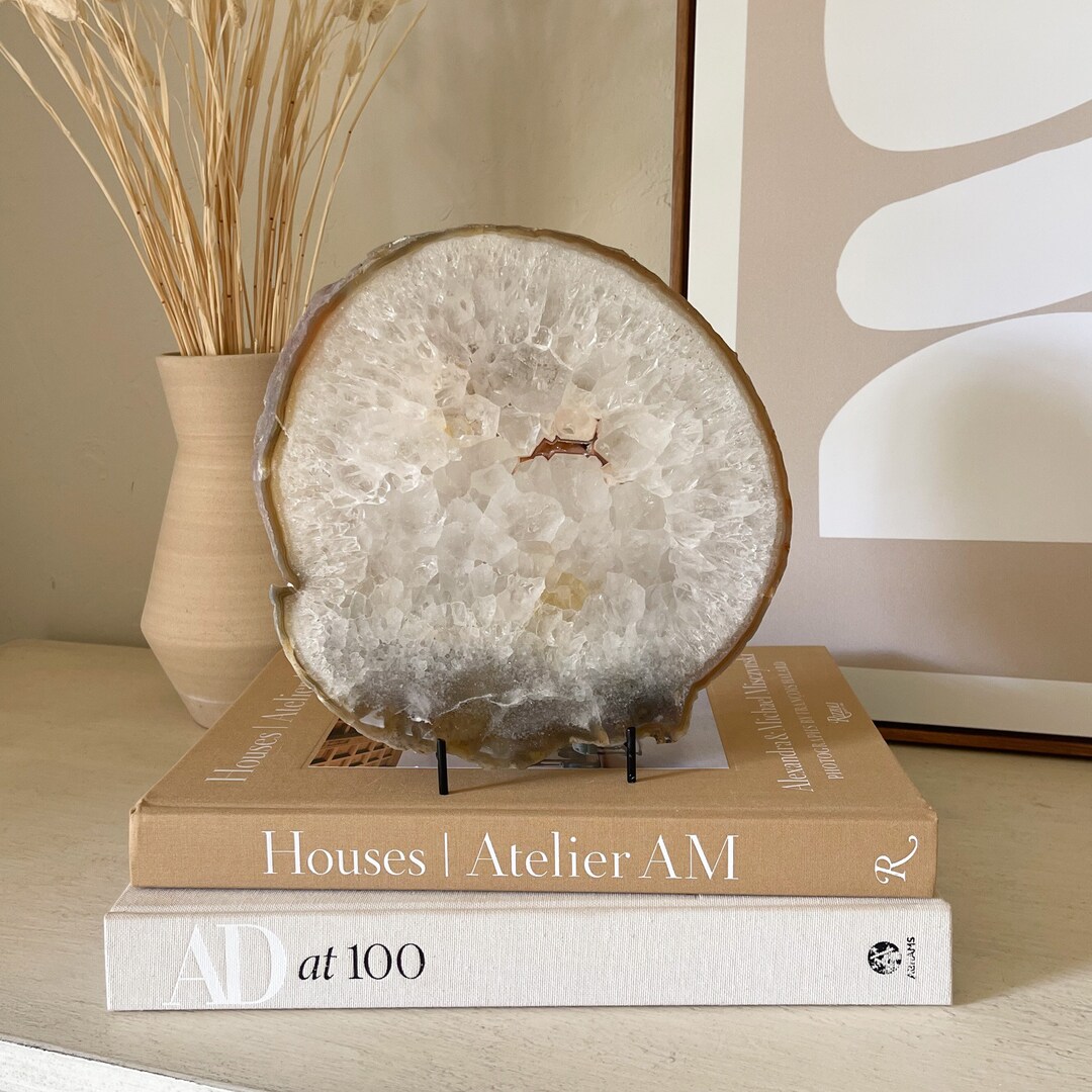 Large Thick Agate Slab on Stand Agate Platter Agate Slice - Etsy