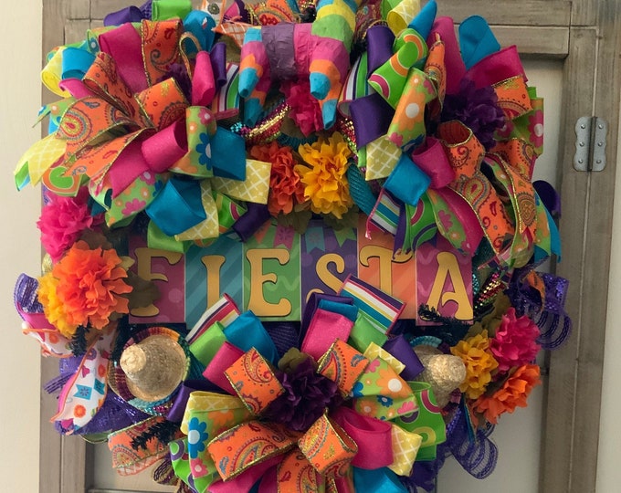 Cinco De Mayo Wreath, Viva La Fiesta Wreath, Mexican Wreath, Fiesta ...