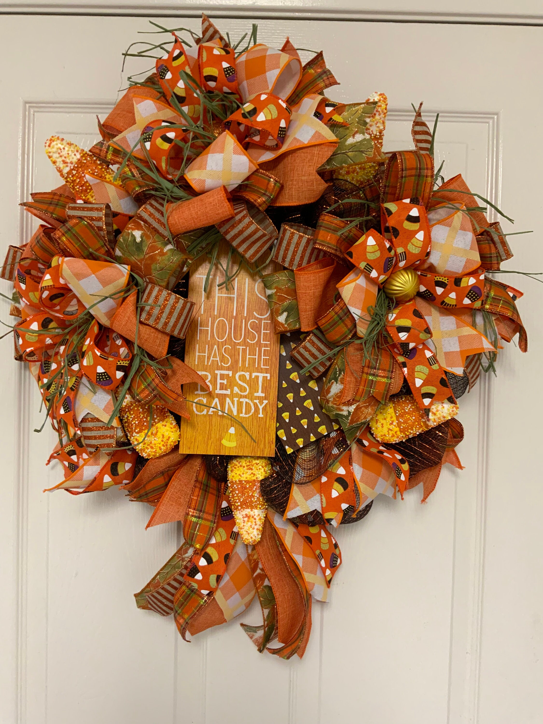 Candy Corn Wreath Candy Corn Decor Candy Corn Door Hanger - Etsy