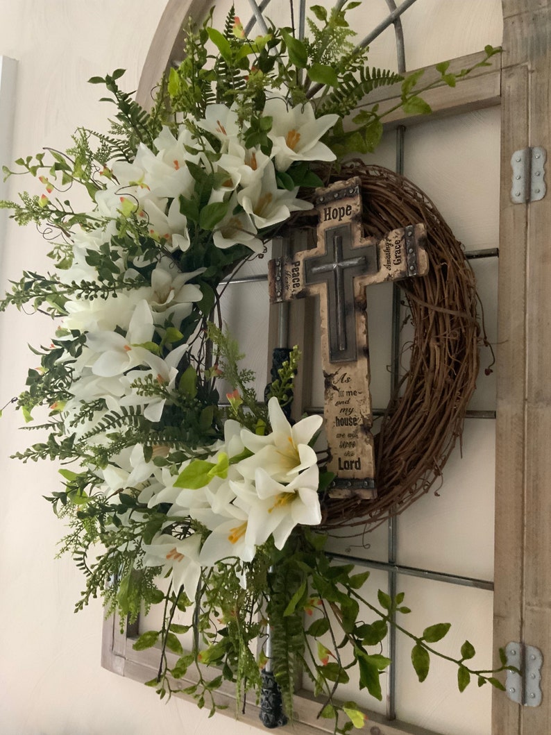 Lent Grapevine Everyday Wreath Religious Wreath Easter Lily - Etsy