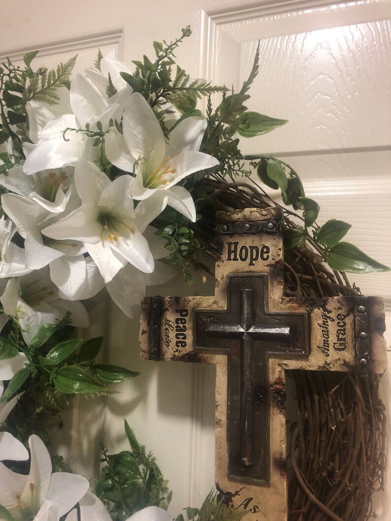 Lent Grapevine Everyday Wreath Religious Wreath Easter Lily | Etsy