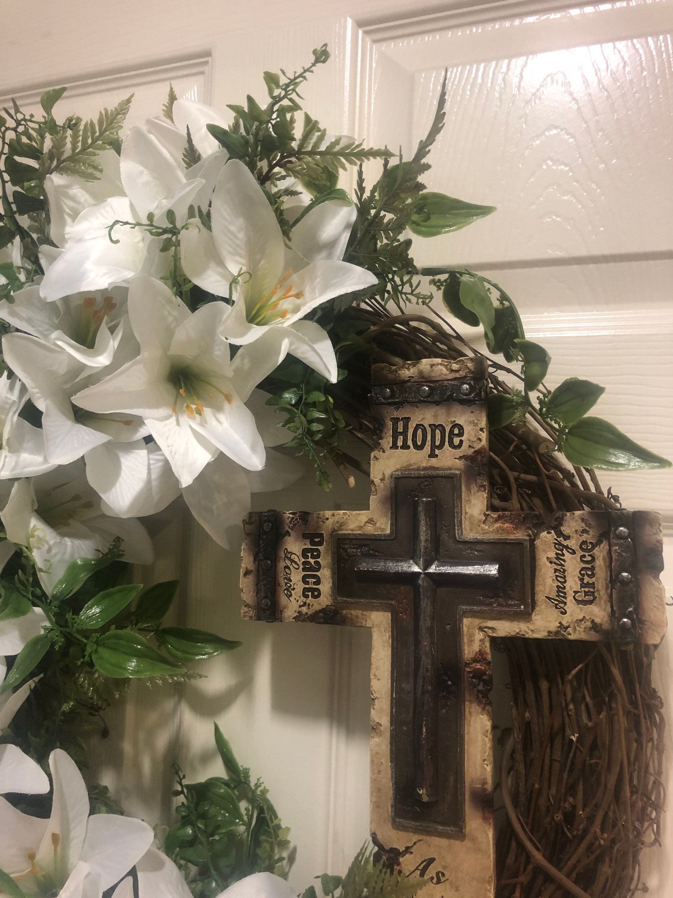 Lent Grapevine Everyday Wreath Religious Wreath Easter Lily | Etsy