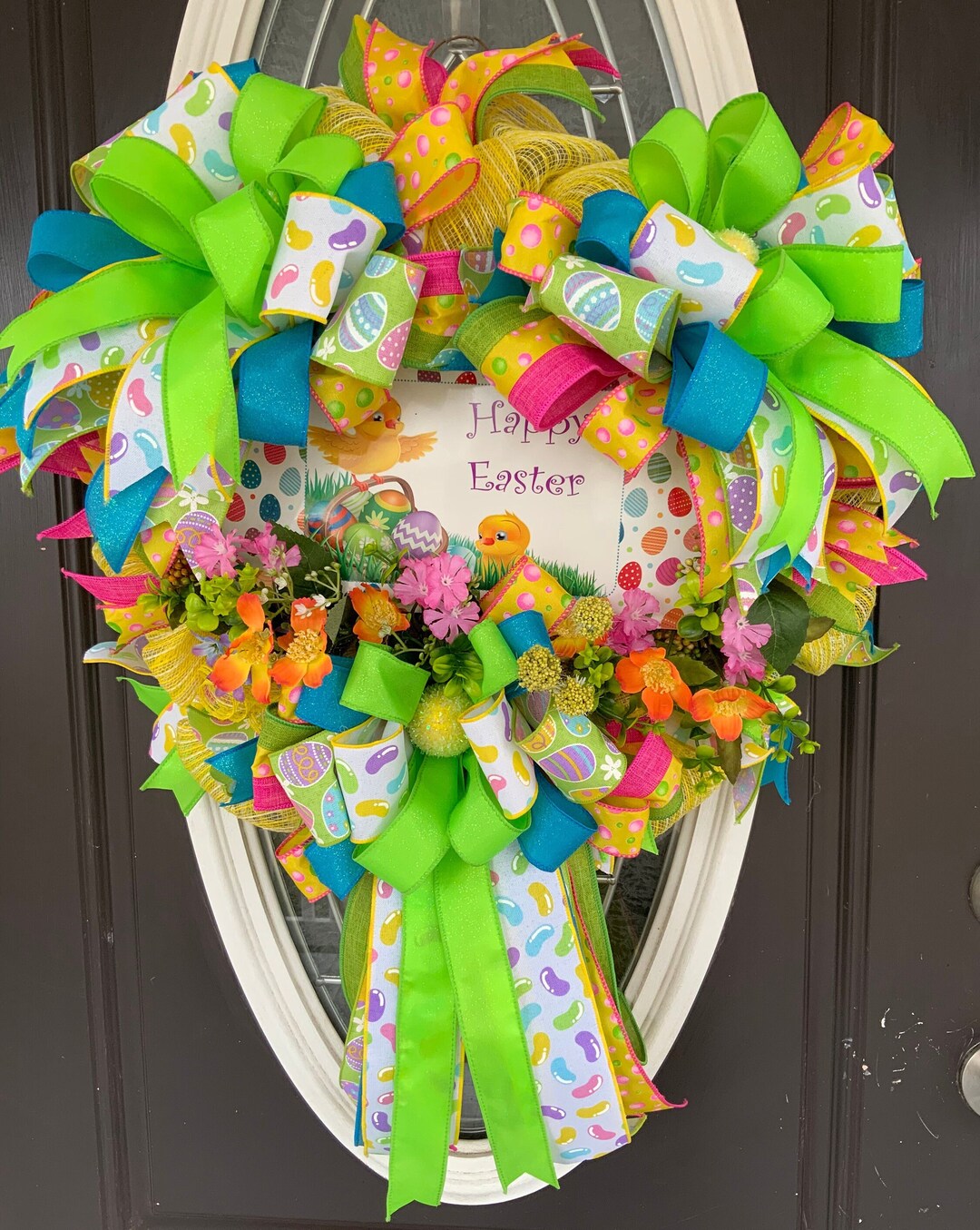Easter Wreath, Easter Wreath With Chicks, Easter Egg Wreath With Chicks ...