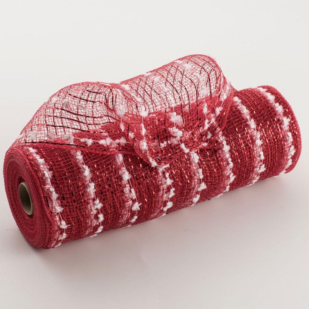 10” Snowball Deco Mesh: Red in a 10 Yard Roll, Red Snowball Deco Mesh ...
